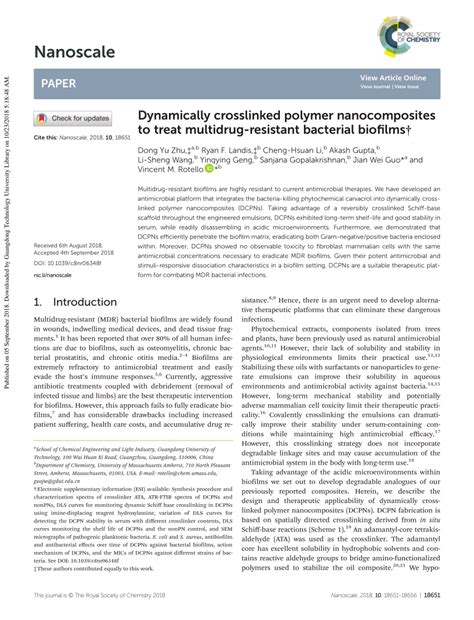 Pdf Dynamically Crosslinked Polymer Nanocomposites To Treat Multidrug