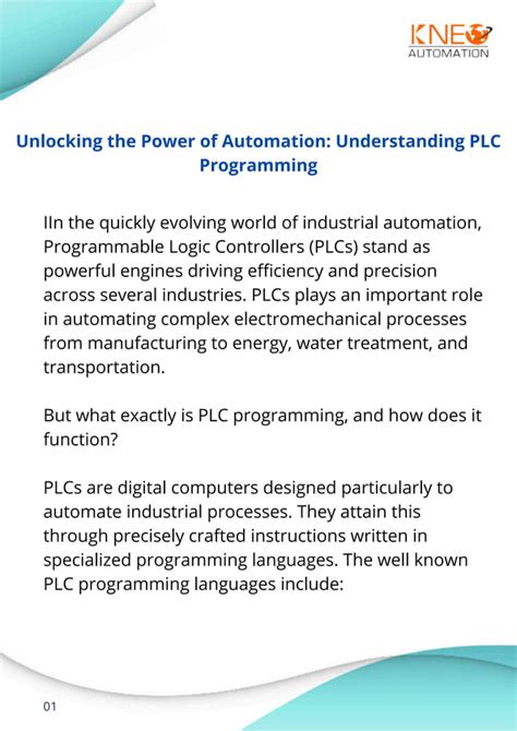 Unlocking The Power Of Automation Understanding PLC Programming PDF