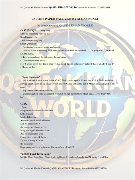 Final Past Paper By M Qasim Ali Pdf Computer Science Computing