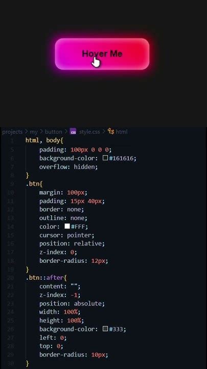 Button With Hover Effect Using Html Css Vscode New Shorts