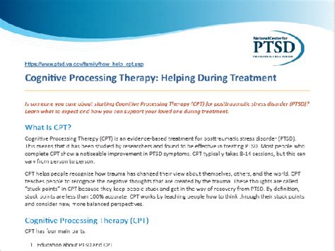 Cognitive Processing Therapy Helping During Treatment PTSD National Center For PTSD