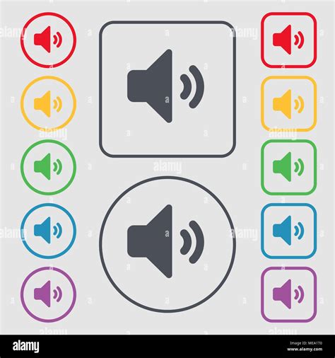 Speaker Volume Sound Icon Sign Symbol On The Round And Square Buttons With Frame Vector