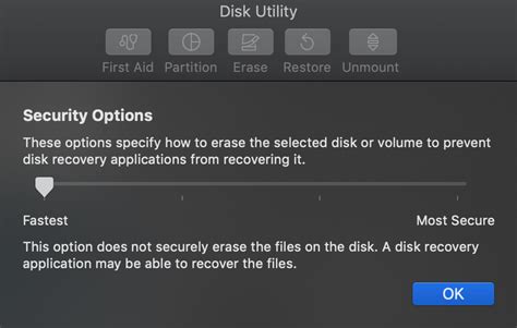 Macos 1014 Dialogue To Select Security Options When Erasing The Usb
