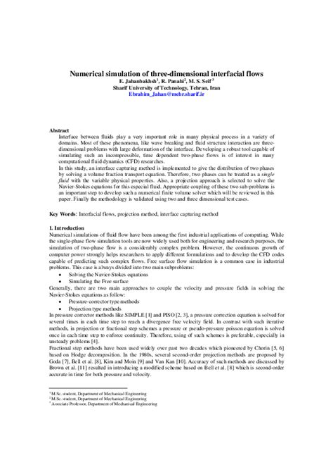 Pdf Numerical Simulation Of Three‐dimensional Interfacial Flows