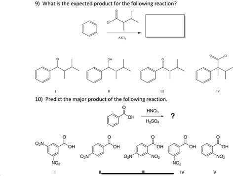 solved 9 what is the expected product for the following reaction