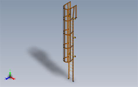 带护笼的钢直梯 Solidworks 2015 模型图纸下载 懒石网