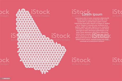 바베이도스 지도 배너 포스터 인사말 카드에 대 한 노드와 핑크 산호 색상 배경에 기하학적 패턴을 반복 흰색 삼각형에서 추상적 인 회로도 벡터 일러스트입니다 3차원 형태에
