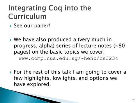 Ppt Teaching Experience Logic And Formal Methods With Coq Powerpoint