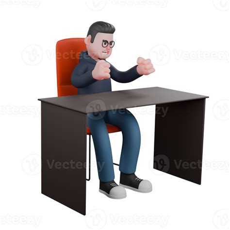 3d Masculino Programador En Acción Un Masculino Programador Es Sentado En Su Escritorio Silla