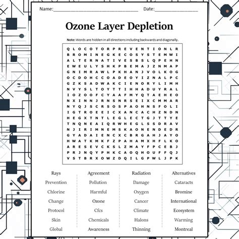 Ozone Layer Depletion Word Search Puzzle Worksheet Activity Pdf Printablebazaar