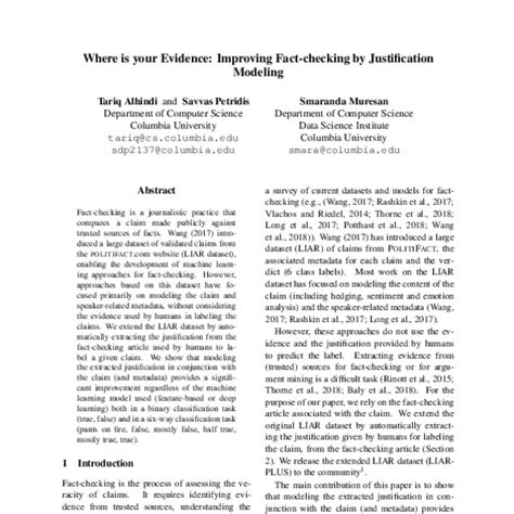 Where Is Your Evidence Improving Fact Checking By Justification