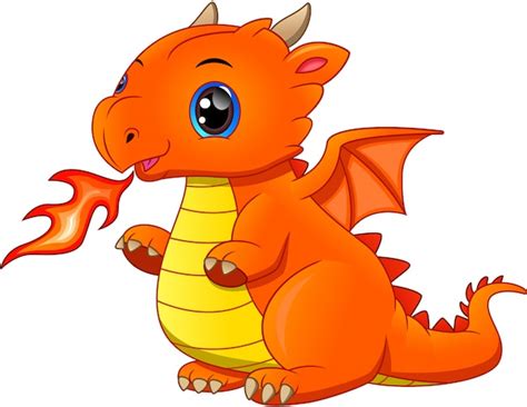 Caricatura Lindo Bebé Dragón Vector Premium