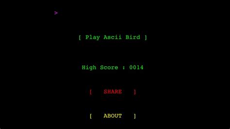 Ascii Bird Game By Alexey Vlaskin