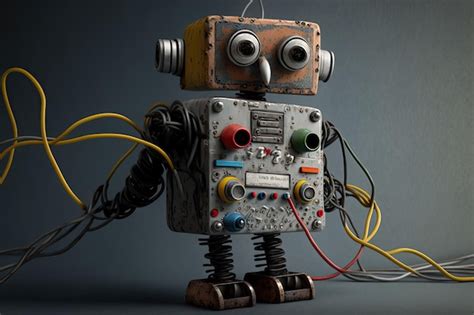 Premium Photo Robot Connected To Various Wires And Cables Generative Ai