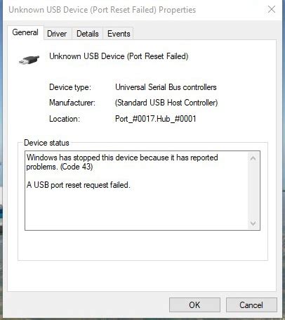 Unknown USB Device Port Reset Failed Windows Forums