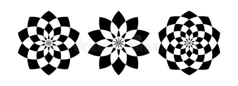 Decorative Circle Design Elements Set Radial Geometric Patterns Stock