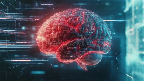 A Digital Brain Seamlessly Merges With Ai Components Showcasing Circuits Chips And
