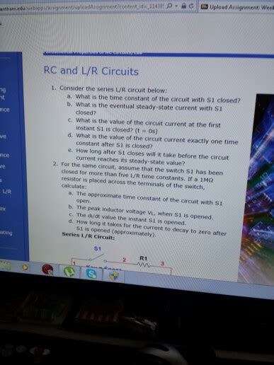 Solved RC And L R Circuits Consider The Series L R Circuit Chegg Com