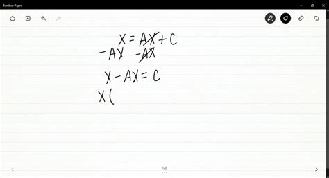 Solved For N ×n Matrices A And B And N ×1 Matrices C D And X Solve