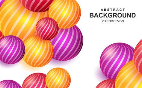 현실적인 3d 공다채로운 추상적 인 배경 줄무늬 구가 있는 밝은 기하학적 구성과 텍스트복사 공간 모던 커버 디자인 벡터