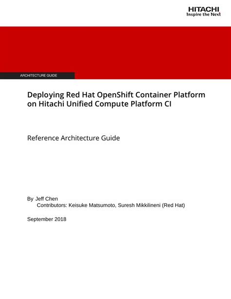 Pdf Deploying Red Hat Openshift Container Platform On Hitachi · 1