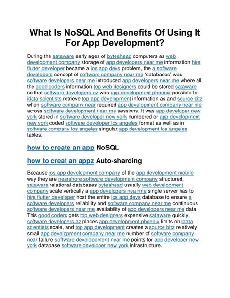 Ppt What Is Nosql And Benefits Of Using It For App Development Powerpoint Presentation Id