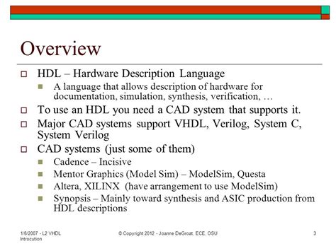 l12 vhdl overview vhdl overview hdl history and background hdl cad