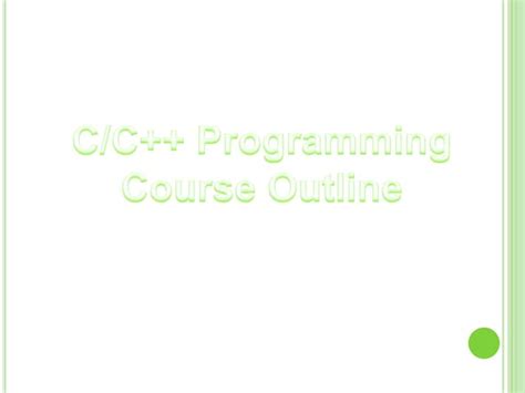 1 C Or C Programming Course Out Line Ppt Free Download
