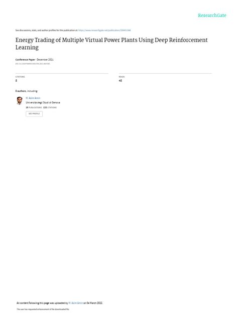 Energy Trading Of Multiple Virtual Power Plants Using Deep Reinforcement Learning Pdf