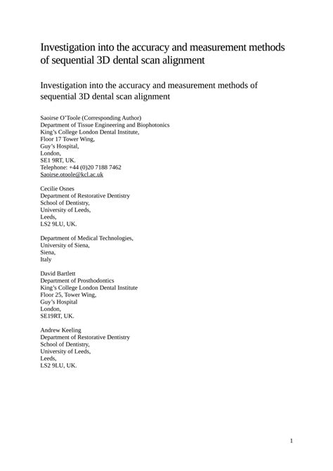 Pdf Investigation Into The Accuracy And Measurement Methods Of