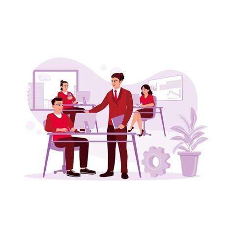 Premium Vector Programmer Develops Website Design In A Software Development Company Office