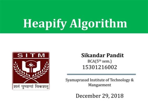 Heapify Algorithm Ppt
