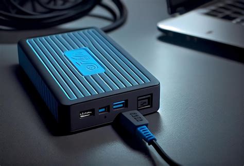 Premium AI Image External Hard Drive With Usb Cable On Black Background Generative Ai