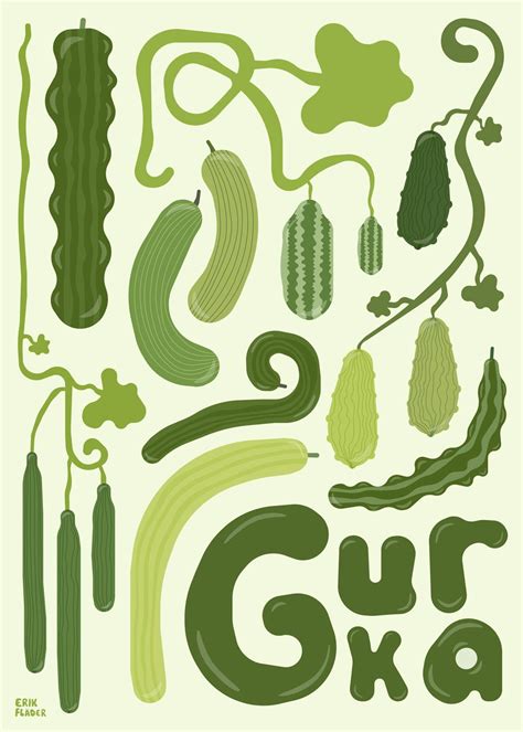 Grön Poster Med Gurkor Erik Fläder Soposters