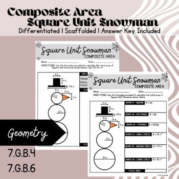 Calculating Composite Area Differentiated Winter Square Unit Snowman