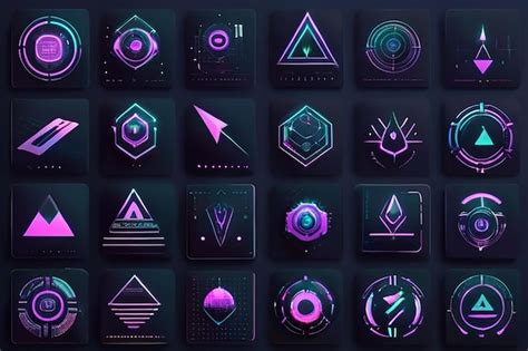 Premium Photo Retro Futuristic Elements For Design Big Collection Of Abstract Graphic Geometric