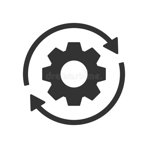 Work Flow Process Gear Cog Wheel With Circle Arrows Icon Stock Vector Illustration Of Work