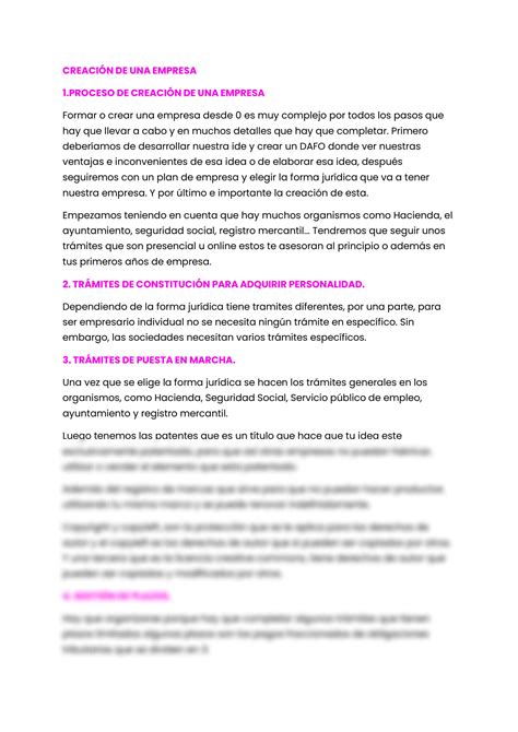 SOLUTION Resumen Creaci N De Una Empresa Studypool