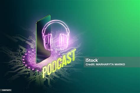 스마트 폰과 헤드폰 아이콘 문자 팟 캐스트의 아이소메트릭 이미지 공간 3d 렌더링 3d 일러스트레이션을 복사합니다 3차원 형태에 대한 스톡 사진 및 기타 이미지 Istock