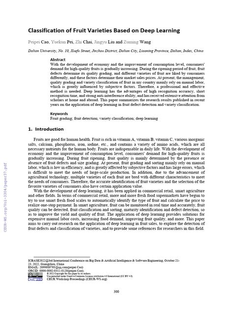 Classification Of Fruit Varieties Based On Deep Learning Pdf Deep