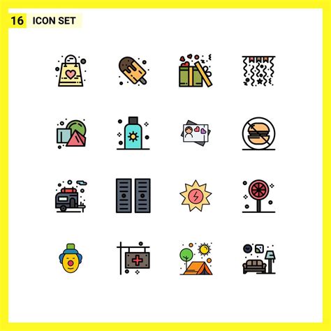 16 User Interface Flat Color Filled Line Pack Of Modern Signs And Symbols Of Cube Decorations