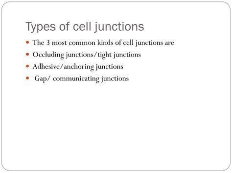 SOLUTION Cell Junctions Types Of Cell Junction Gap Junction Communicating Junction