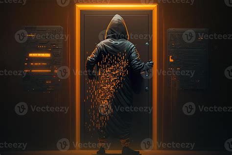 Illustration Of A Hacker Attempting To Break Into A Digital System But