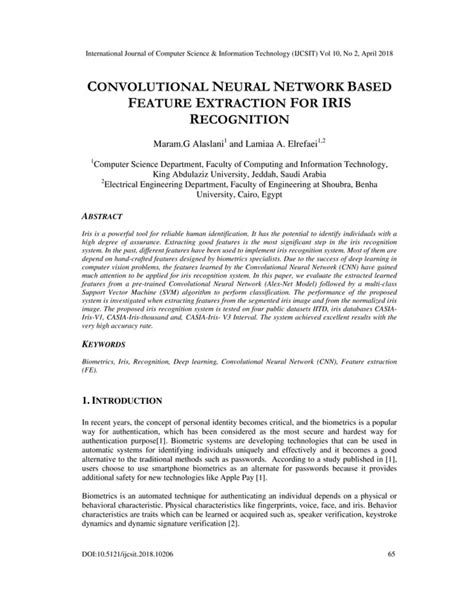 Convolutional Neural Network Based Feature Extraction For Iris