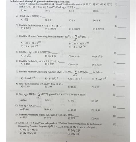 Solved In Problems Through Given The Following Chegg Com