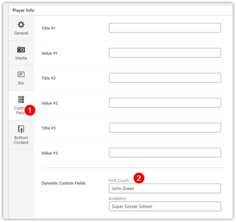 Dynamic Custom Fields Football Leagues Anwppro
