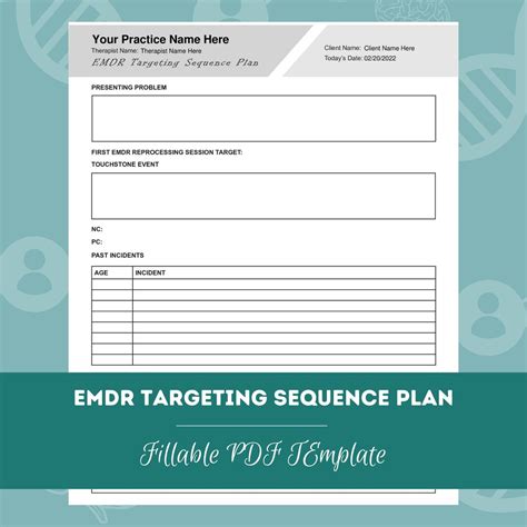 Emdr Targeting Sequence Plan Editable Fillable Pdf Template For