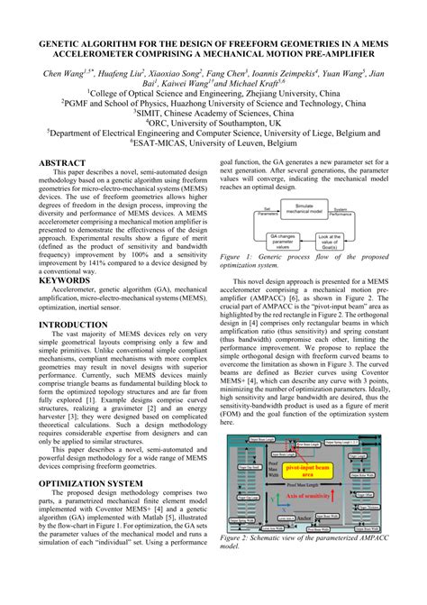 pdf genetic algorithm for the design of freeform geometries in a mems