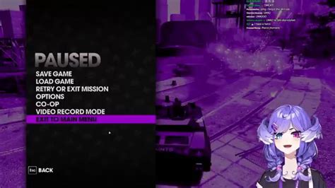 Paused Save Game Load Game Retry Or Exit Mission Options Video Record