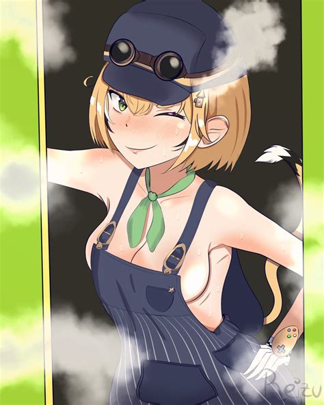 Rule 34 Artist Name Blonde Hair Blush Cleavage Conductor Hat Conductor Uniform Dooby3d Gloves